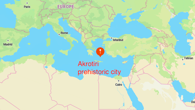 Akrotiri (prehistoric city) was destroyed in the Theran eruption, in ...